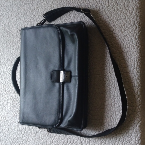 Samsonite | Bags | Samsonite Black Full Grain Leather Flap Over ...